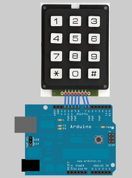 Cooper Maa: Arduino 筆記 – Lab18 讀取 3x4 Keypad 的輸入
